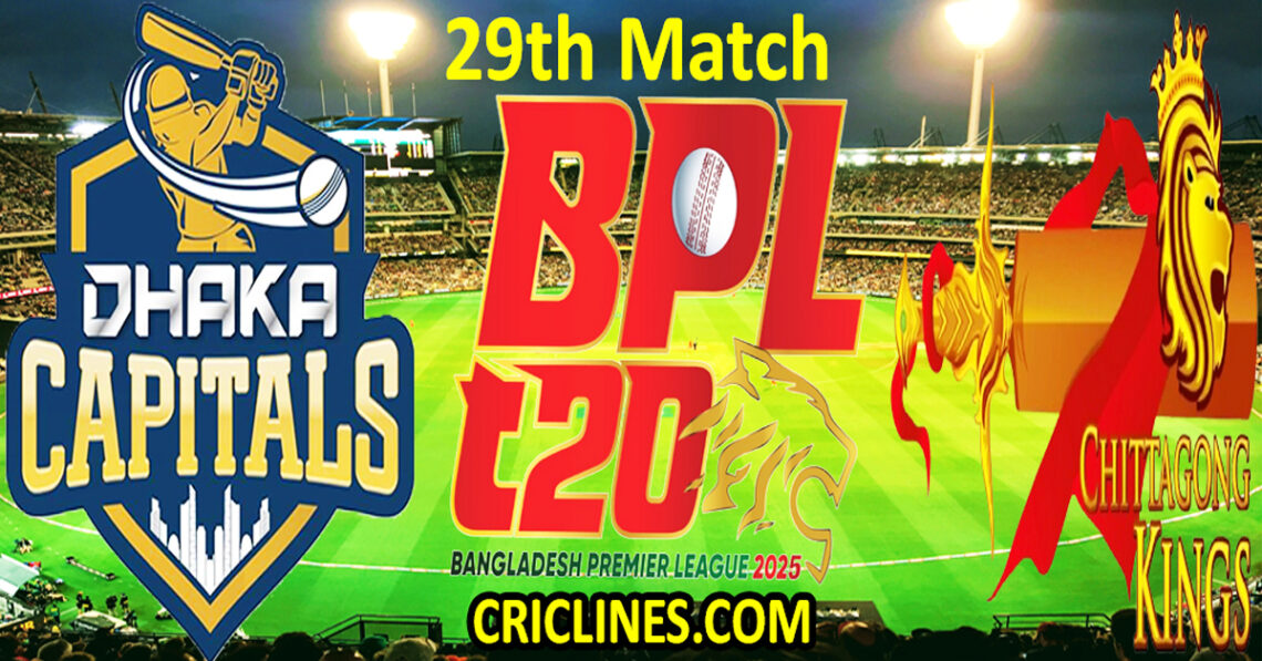 Today Match Prediction-DC vs CKS-Dream11-BPL T20-2024-25-29th Match-Who ...