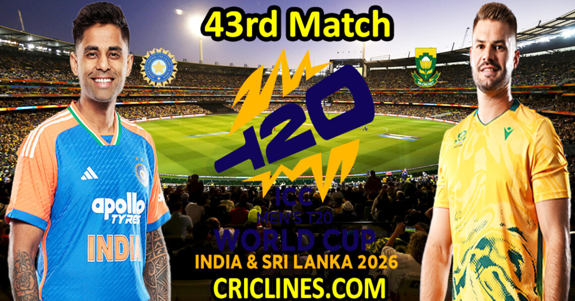 IND vs SA-Today Match Prediction-Dream11-ICC T20 World Cup 2026-43rd ...